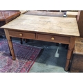 A mixed woods Kitchen Table with pair of frieze drawers raised on ...