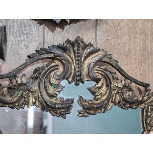 A pair of Rococo style brass framed Girandole Wall Mirrors with Pagan ...
