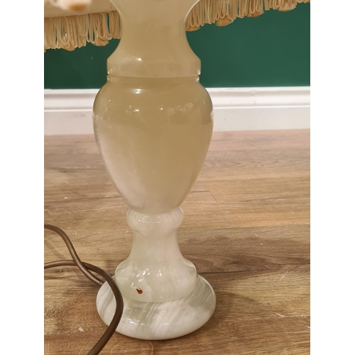 An opaque glass Table Lamp converted from an oil lamp, a pair of onyx ...