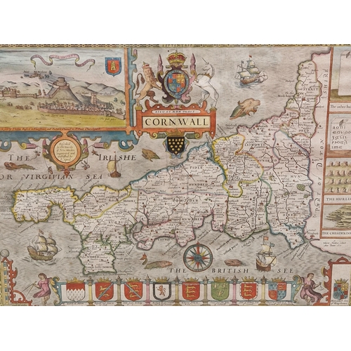 JOHN SPEED. A Map of Cornwall, engraved map, coloured, Pl.15 x 20 in (R1)