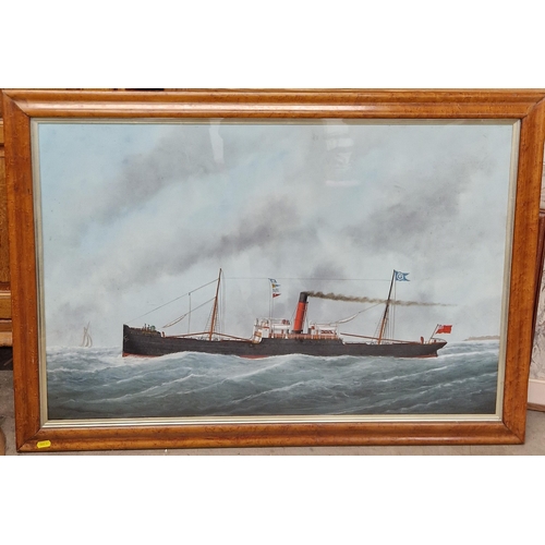 ENGLISH SCHOOL, 1885. The steamship 'St.Vincent' sailing off a Coast ...