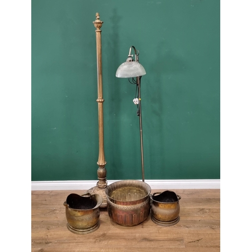 A gilt painted Standard Lamp Base on circular stepped base, 5ft 10"High ...