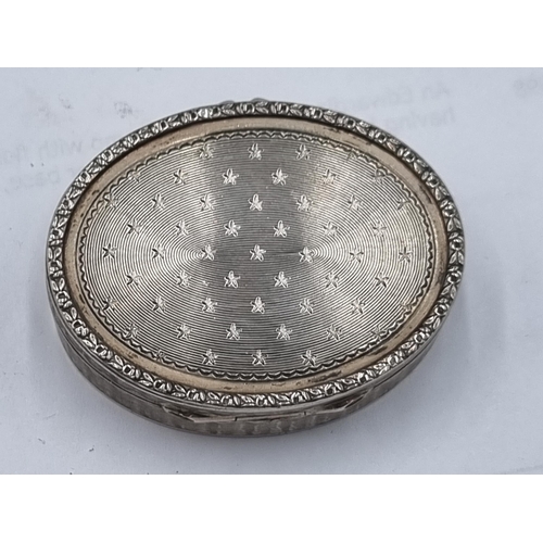 A George V silver oval Pill Box with banded agate lid, Birmingham 1912 ...