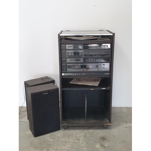 A Sony Z-5000 Sound System in cabinet and a pair of Speakers (SR2 ...