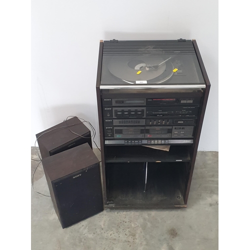 A Sony Z-5000 Sound System in cabinet and a pair of Speakers (SR2 ...