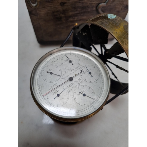 A brass cased Anemometer or Wind gauge marked L Casella, London, in ...