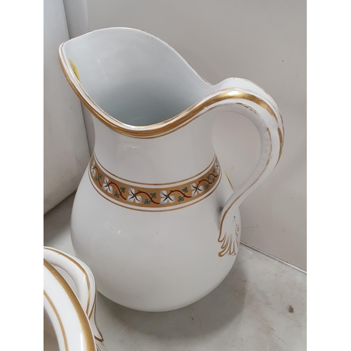 A Minton two-handled Foot Bath, and matching Toilet Jug, date code 1867 ...