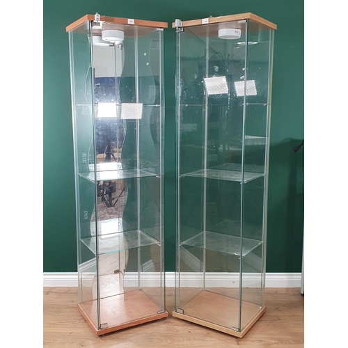 A pair of glazed Display Cases with hinged doors, locks and keys, 5ft ...