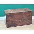 An antique elm Blanket Box with hinged cover, 2ft 5in W, (R8)