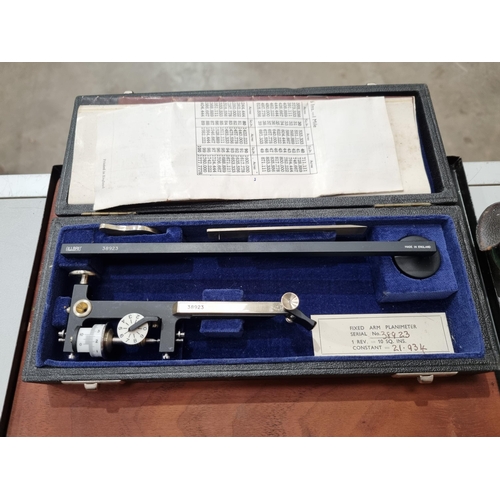 A box containing a Planimeter (fixed arm), a Winsor and Newton ...
