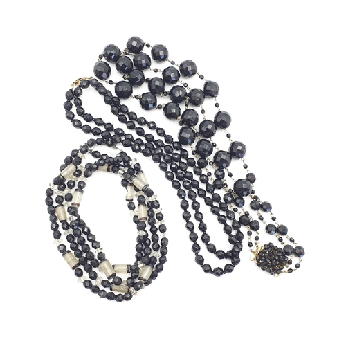 Three various French Jet Bead Necklaces