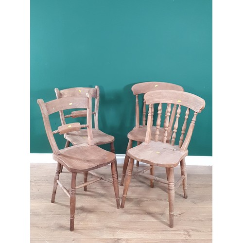 A pair of bar-back Kitchen Chairs on turned supports and H-stretchers ...
