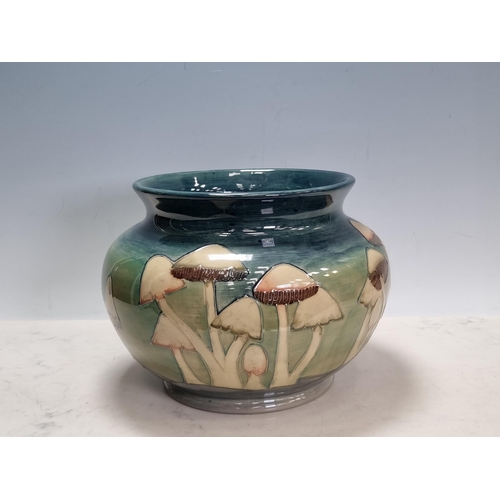 A Moorcroft Vase, 'Fairy Ring' pattern, with toadstools, 8in H x 11in D