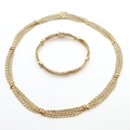 A fancy-link 9ct gold Collarette and matching Bracelet, necklace length ...