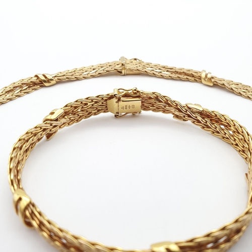 A fancy-link 9ct gold Collarette and matching Bracelet, necklace length ...