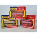 Two boxed Dinky Toys No.289 Routemaster 'Esso' Buses, one gold and one ...