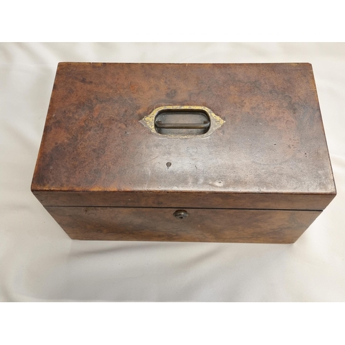 A Victorian burr walnut Despatch Box containing Costume Jewellery