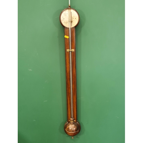 A walnut cased mercury Stick Barometer with circular dial, 2ft 10in H, (R7)