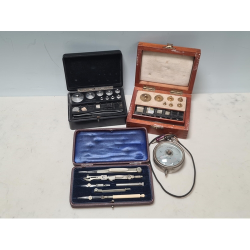 Two cases of small scientific Weights, a case of Drawing Instruments ...