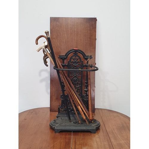 A Victorian cast iron Stick Stand and a collection of eight Walking ...