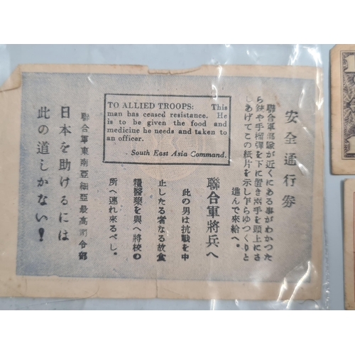 A WWII Allied Safe Conduct Pass used in South East Asia, along with a ...