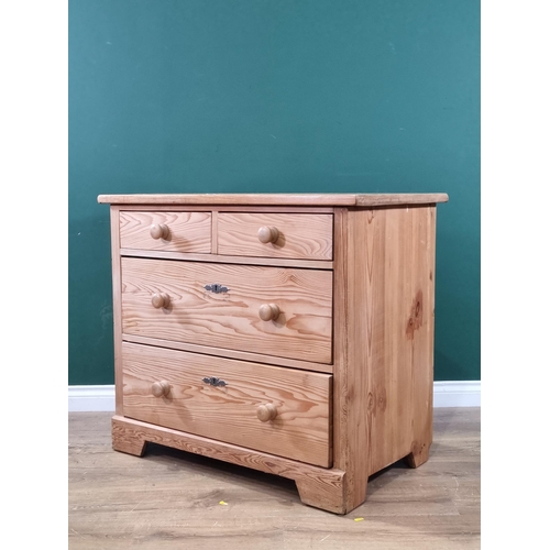 A pine Chest of two short over two long Drawers, 2ft 9"High x 3ft 2 ...
