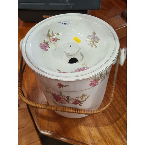 A Royal Johnson Bros ceramic Slop/Pail with cane swing handle and ...