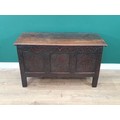 An antique oak Coffer, with three sunken panel front with carved ...
