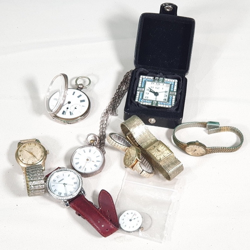 Two continental silver-cased Fob Watches and a group of modern quartz ...
