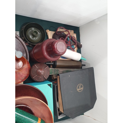 A selection of Bakelite items including Trays, a Flask, Rolling Pins ...
