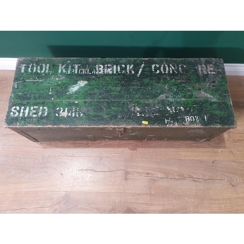 A painted Tool Chest with hinged cover, 3ft 4in W (R9)