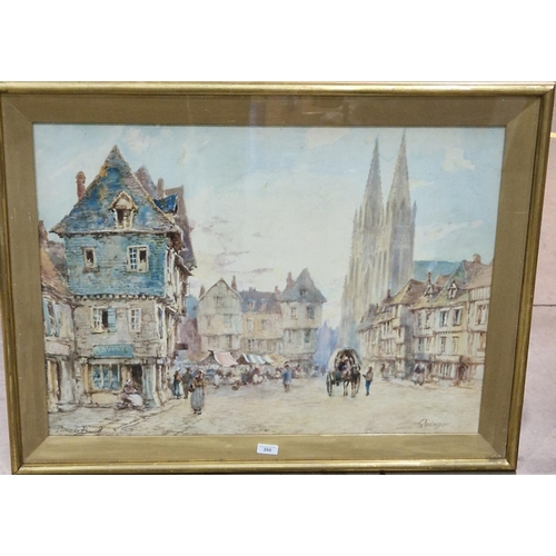 PIERRE LE BOEUFF. Quimper, signed and inscribed, watercolour, 21 x 29 ...
