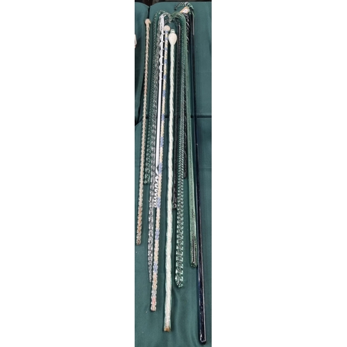 Eleven glass Walking Sticks/Canes of various designs, 4ft 10in - 3ft ...