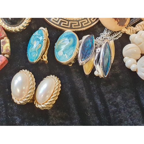 A Collection of Costume jewellery including; simulated pearls, bone ...