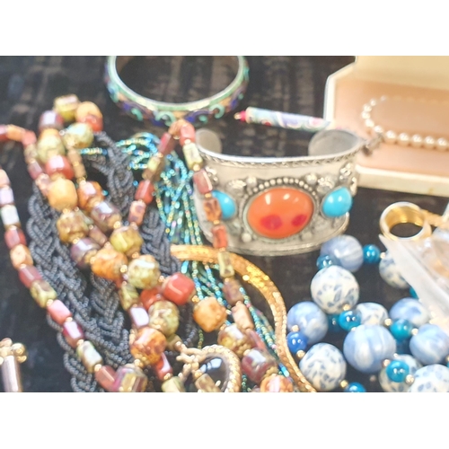 A Collection of Costume jewellery including; simulated pearls, bone ...