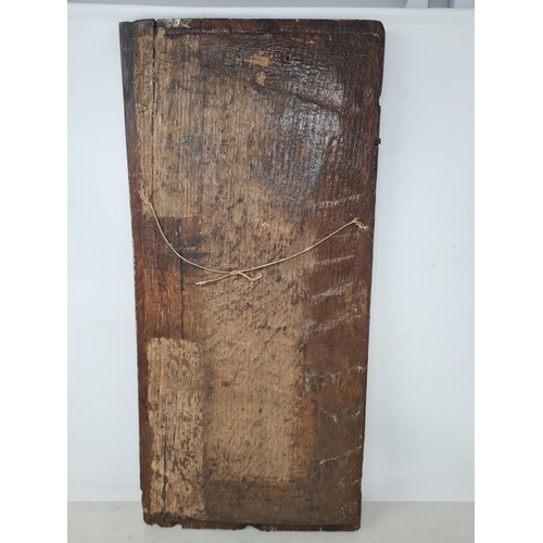An early oak Panel carved central bust within circular cartouche ...