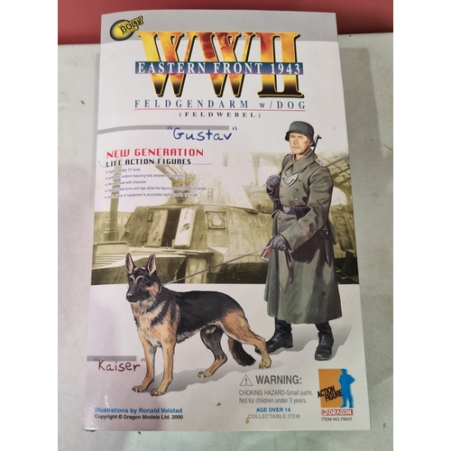 A boxed Dragon Action Figure of WWII Eastern Front Feldgendarm with Dog ...