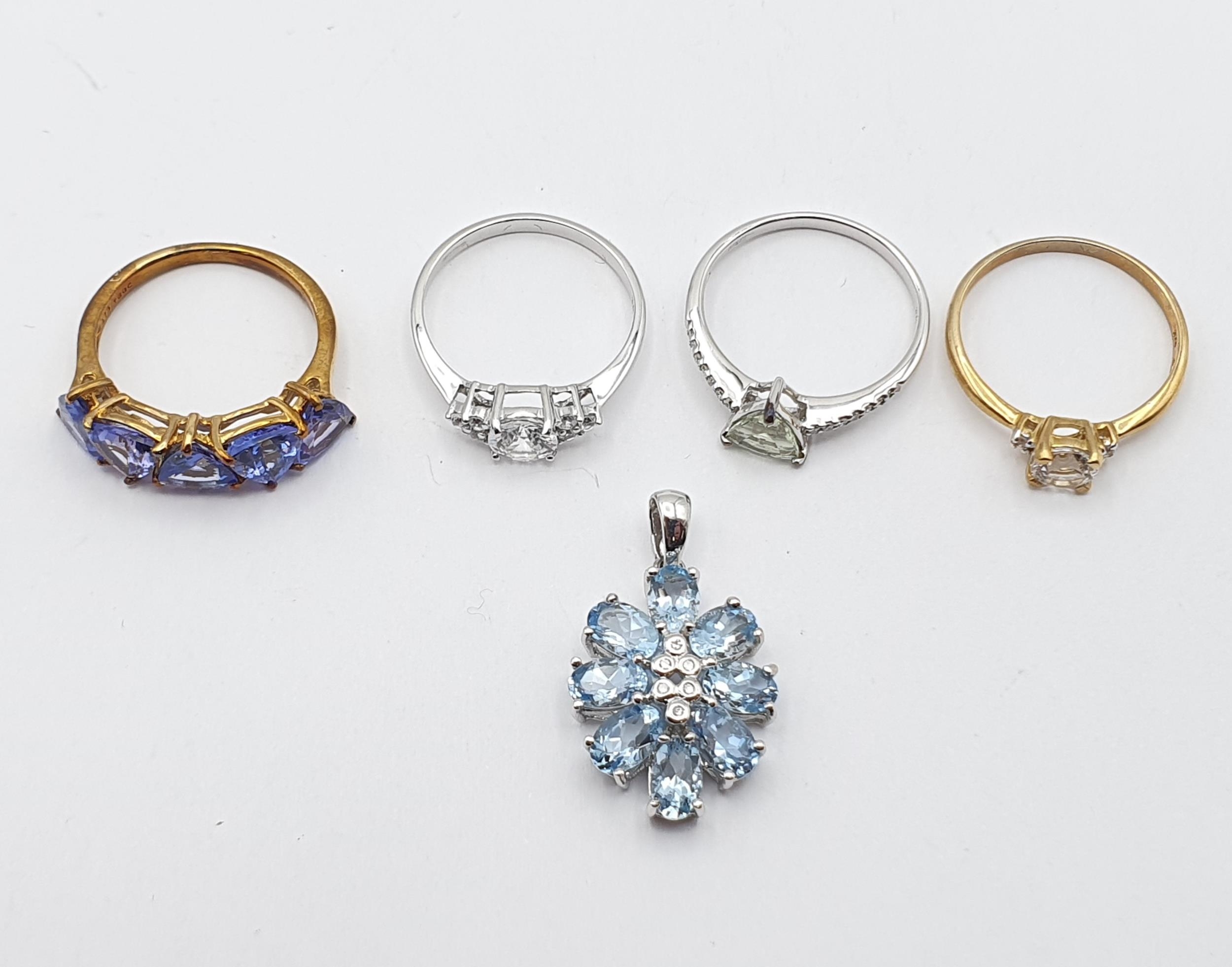 A collection of 9ct gold gem-set Jewellery, total weight approx 10gms