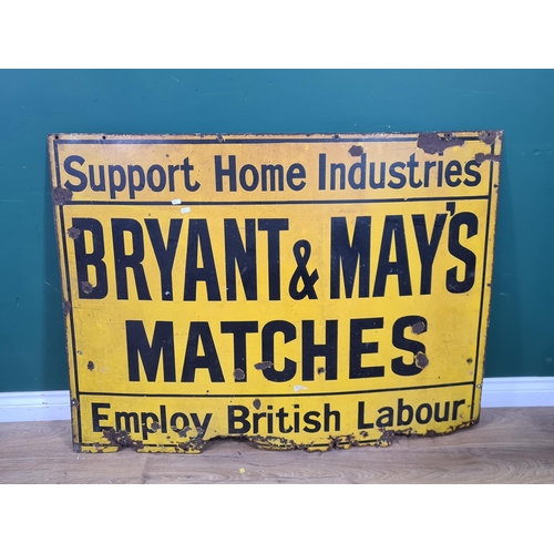 A large 'Bryant & May's Matches' yellow and black Enamel sign, 3ft H ...
