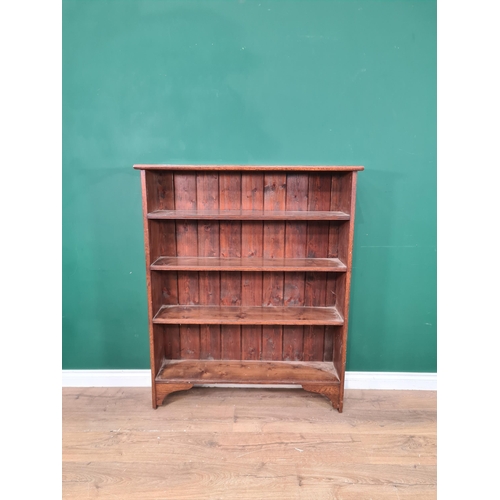 An open Oak bookcase fitted four shelves, 4ft 2" H 3ft 6" W, (R3).