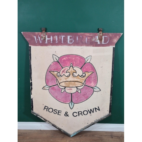 A painted Pub Sign of Shield Form for "Whitbread - Rose & Crown" double ...