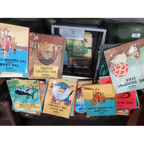 A Collection of Tintin Books, some believed to be first editions and a ...