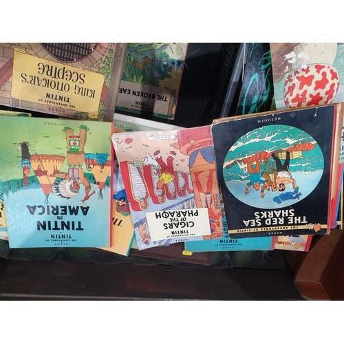 A Collection of Tintin Books, some believed to be first editions and a ...