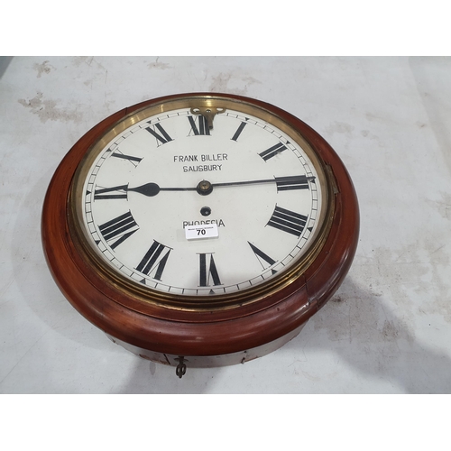 A circular Wall Clock, the dial inscribed Frank Biller, Salisbury, Rhodesia