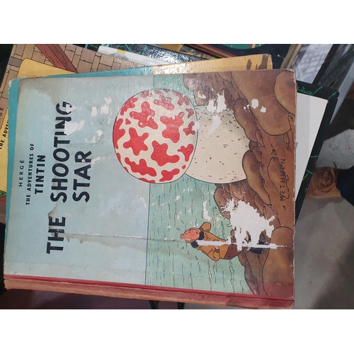 A Collection of Tintin Books, some believed to be first editions and a ...