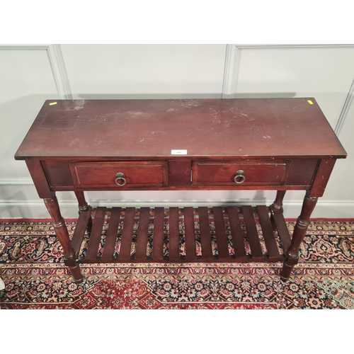 A reproduction Hall Table fitted two drawers, 3ft 2in W and a white ...