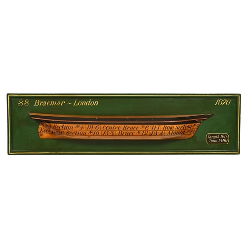 A Victorian style half hull ships model "SS Braemar London". 110 cm x ...