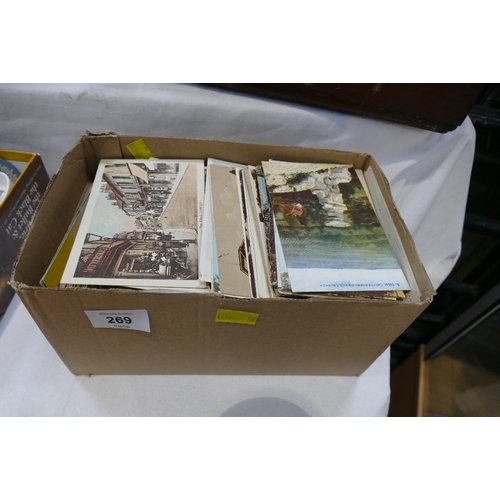 Box of vintage postcards