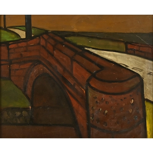 Percy Kelly (1918-1993), an oil on board, titled "Red Bridge Near ...