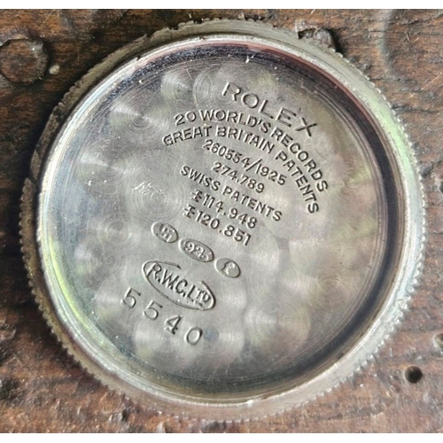 A 1920's Rolex Oyster watch, having H M silver case dated 1928. Width ...
